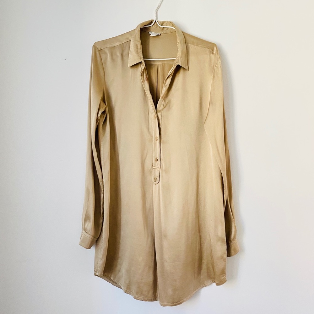 Nude/ Tan Silk Shirt Dress - Gem